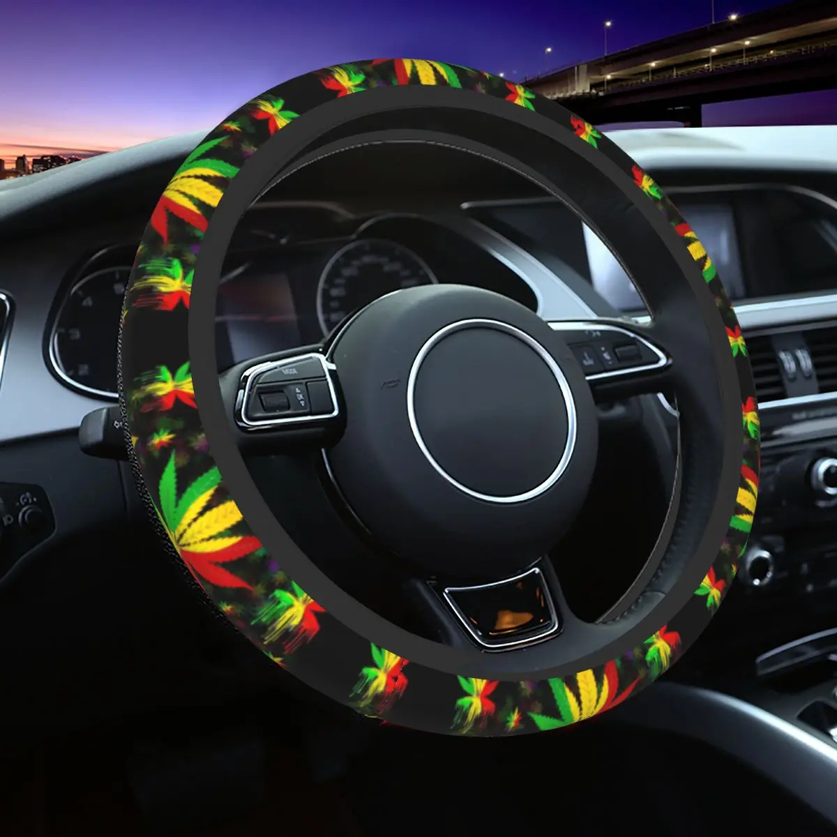 Maple-Leaf-Rasta-Car-Steering-Wheel-Cover-38cm-Universal-Reggae ...