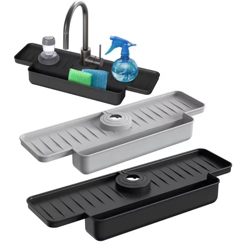 Upgraded-Silicone-Sink-Faucet-Splash-Guard-Draining-Rack-Sponge-Holder ...