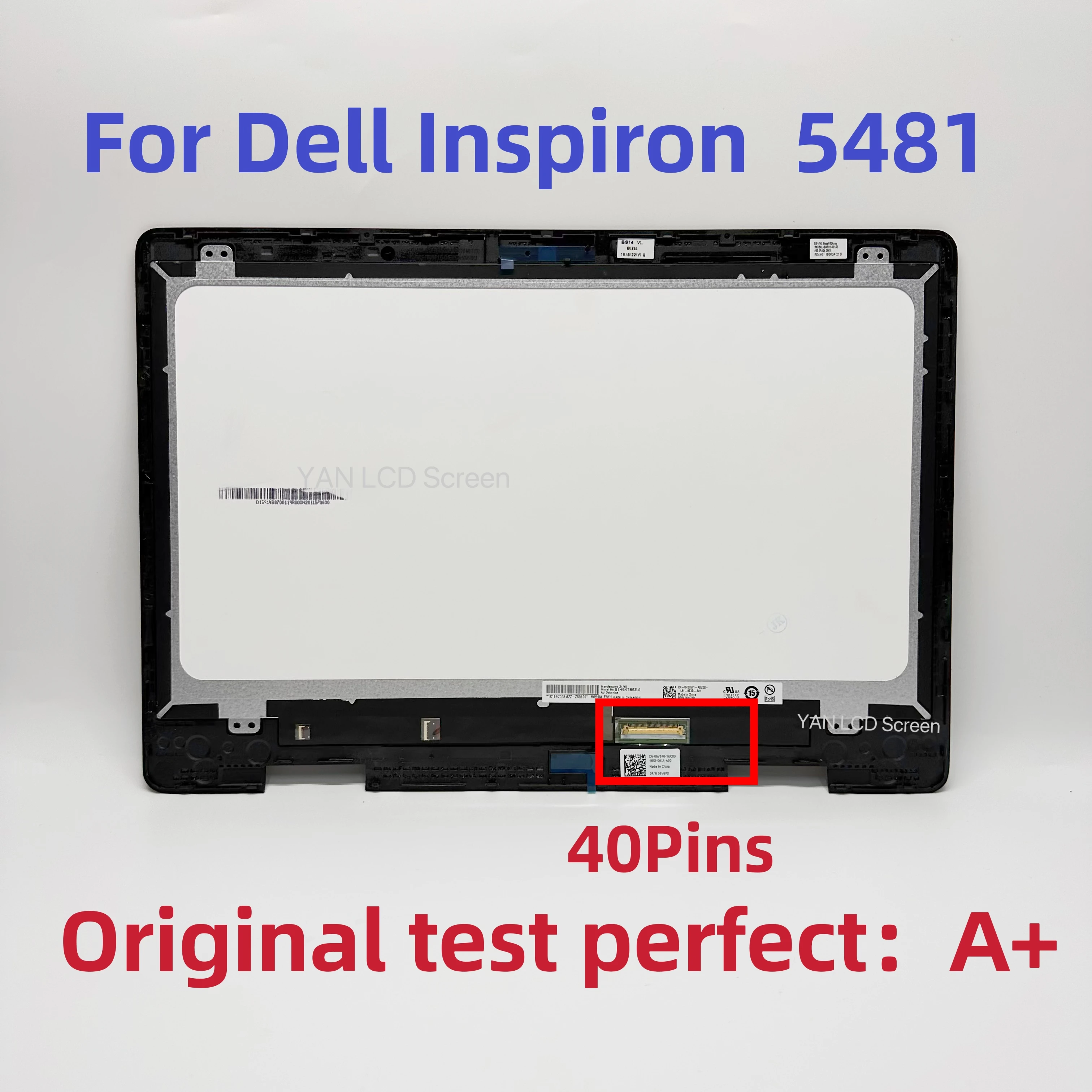14" For Dell Inspiron 14 5481 LCD Screen 2-in-1 WXGAHD Touchscreen LED H5GW1 0H5GW1 Display ...