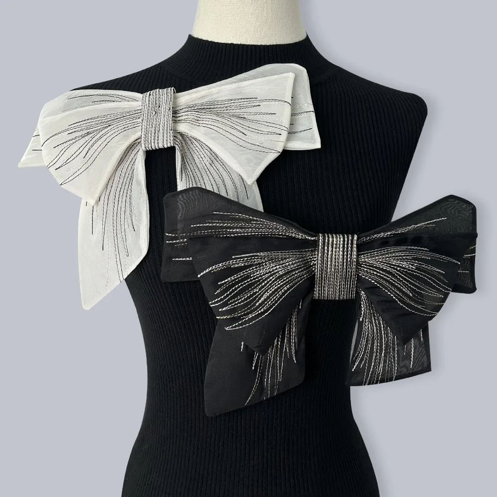 Two-Color-Embroidered-Three-dimensional-Bow-for-Women-s-Clothing ...