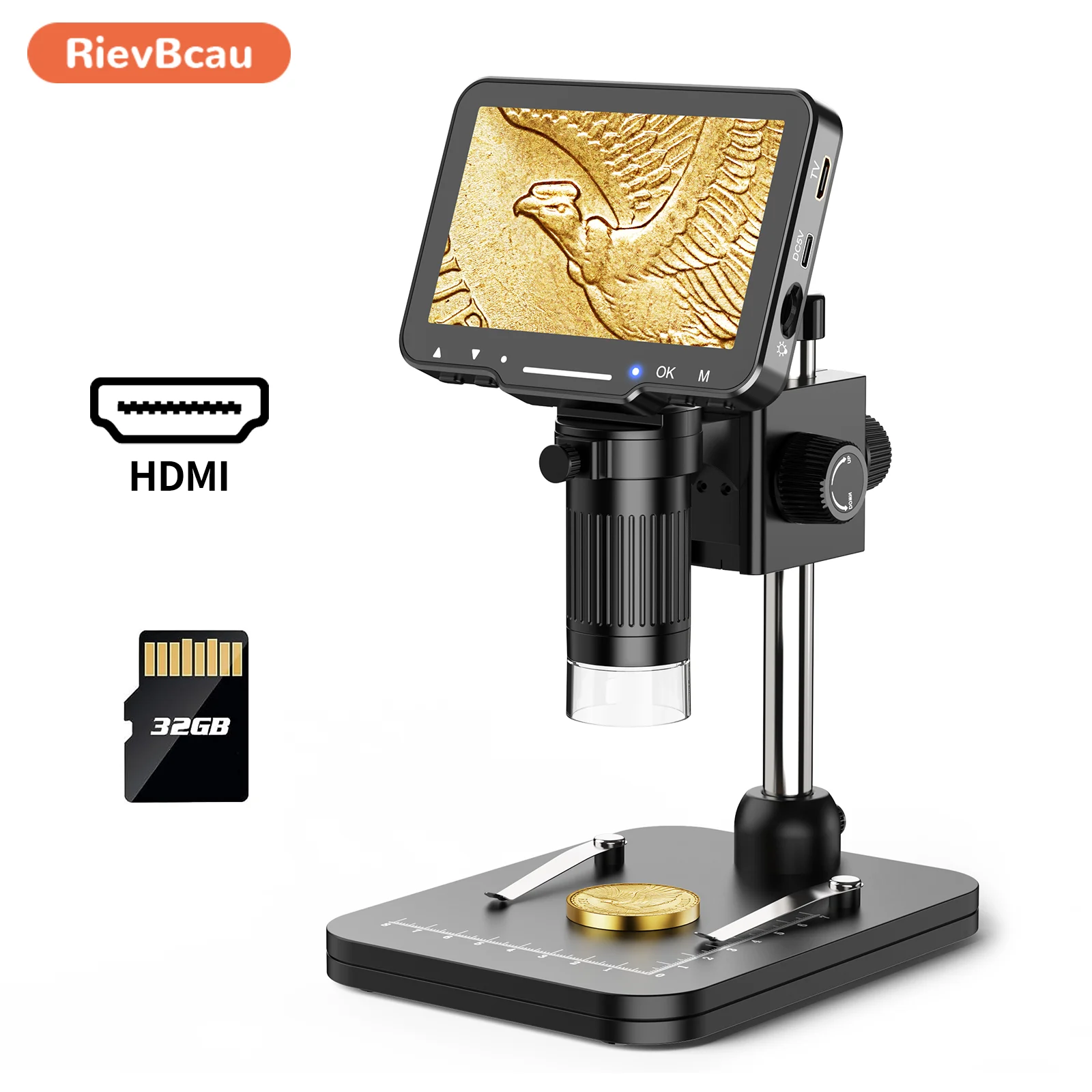 RIEVBCAU-4-3inch-HDMI-Digital-Microscope-1080p-Coin-Microscope-1000X ...