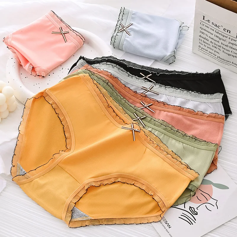 4pcs Lot Women Panties Underwear Patchwork Cute Design Female Lingerie