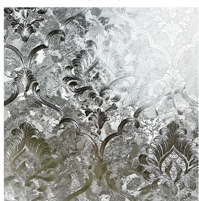 Blue Silver Damask Wallpaper