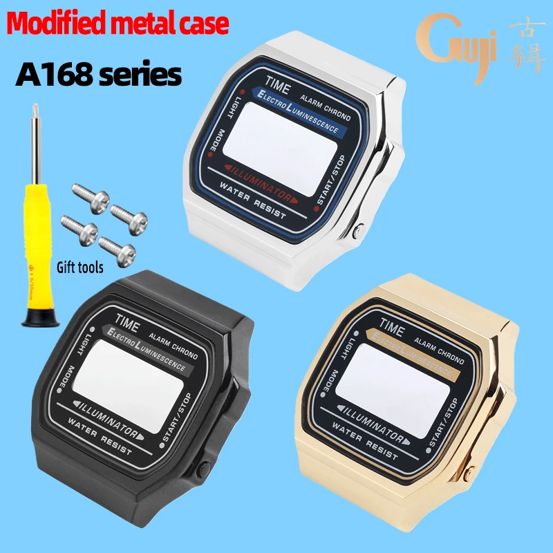 A168 Metal Watch Case with Glass Mod Kit for Casio A168W A168WGG-1B ...