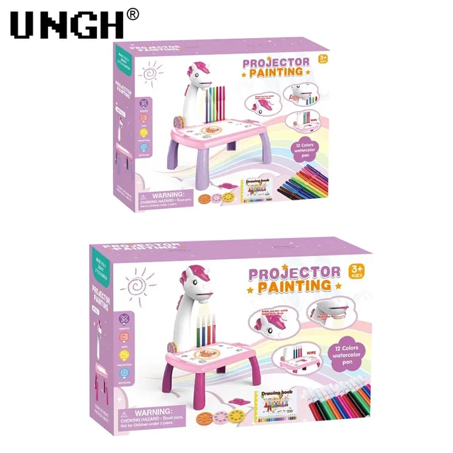 UNGH Children led projector drawing table toy painting set table ...