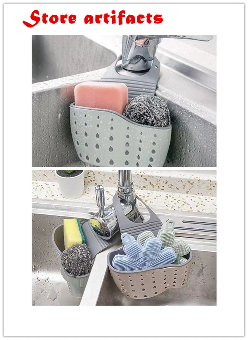 Drain Basket Creative Double Sink Hanging Bag Kitchen Shelving Faucet ...