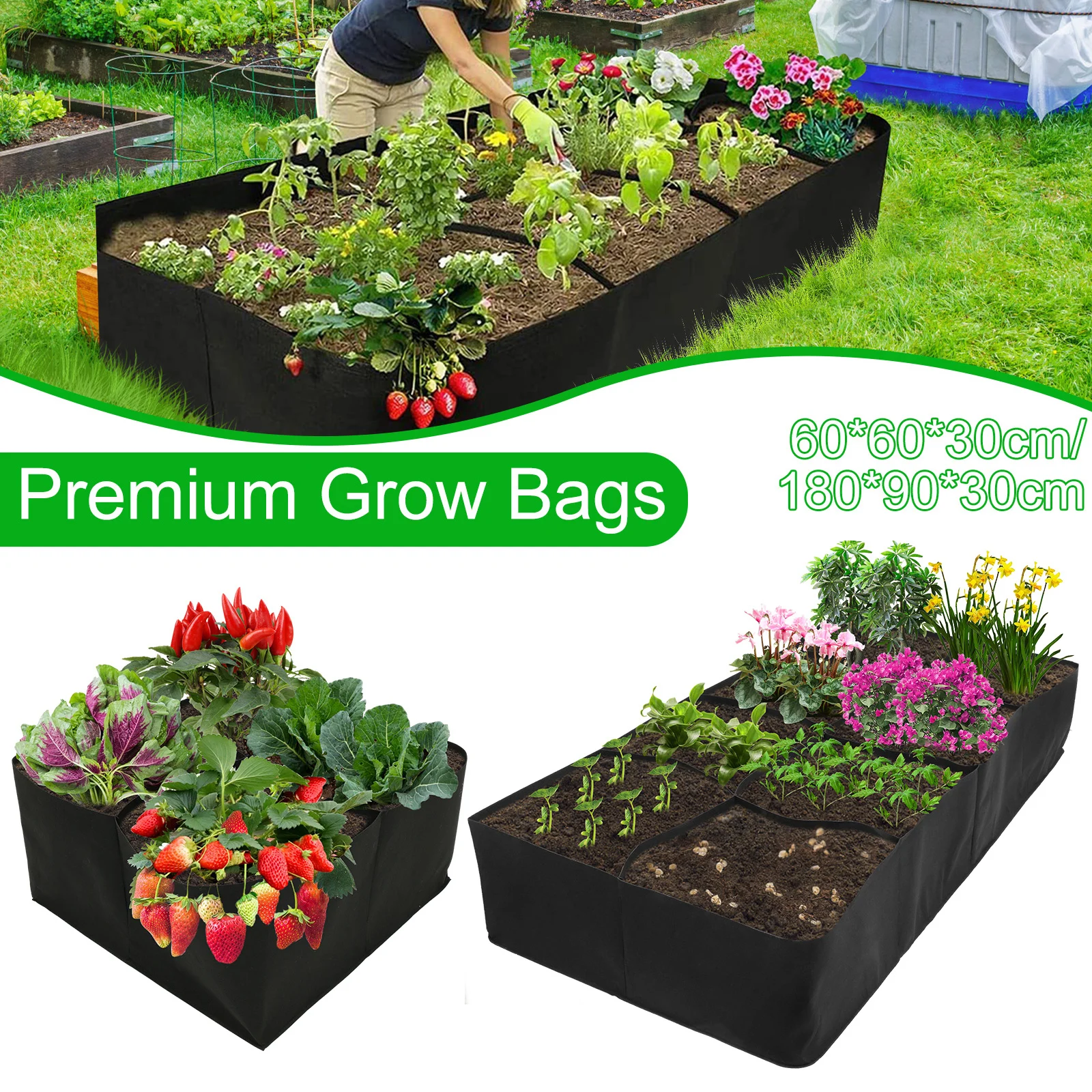 Garden Raised Planting Bed 4/8 Grids Vegetable Planting Bag Reusable ...