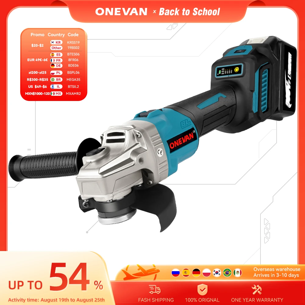 ONEVAN-125MM-21V-Brushless-Electric-Angle-Grinder-6-Gear-Polishing ...