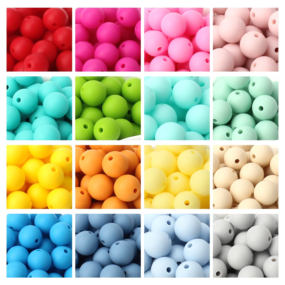 20Pcs Silicone Beads 15mm 9mm 12mm Round Jewelry Beads Loose Beads for ...