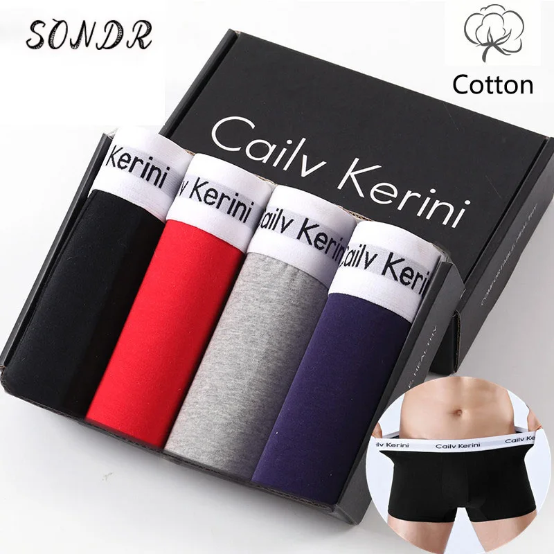 Cailv Kerini 4Pcs/Lot Men Boxers Cotton Calzoncillos Hombre Underwear ...