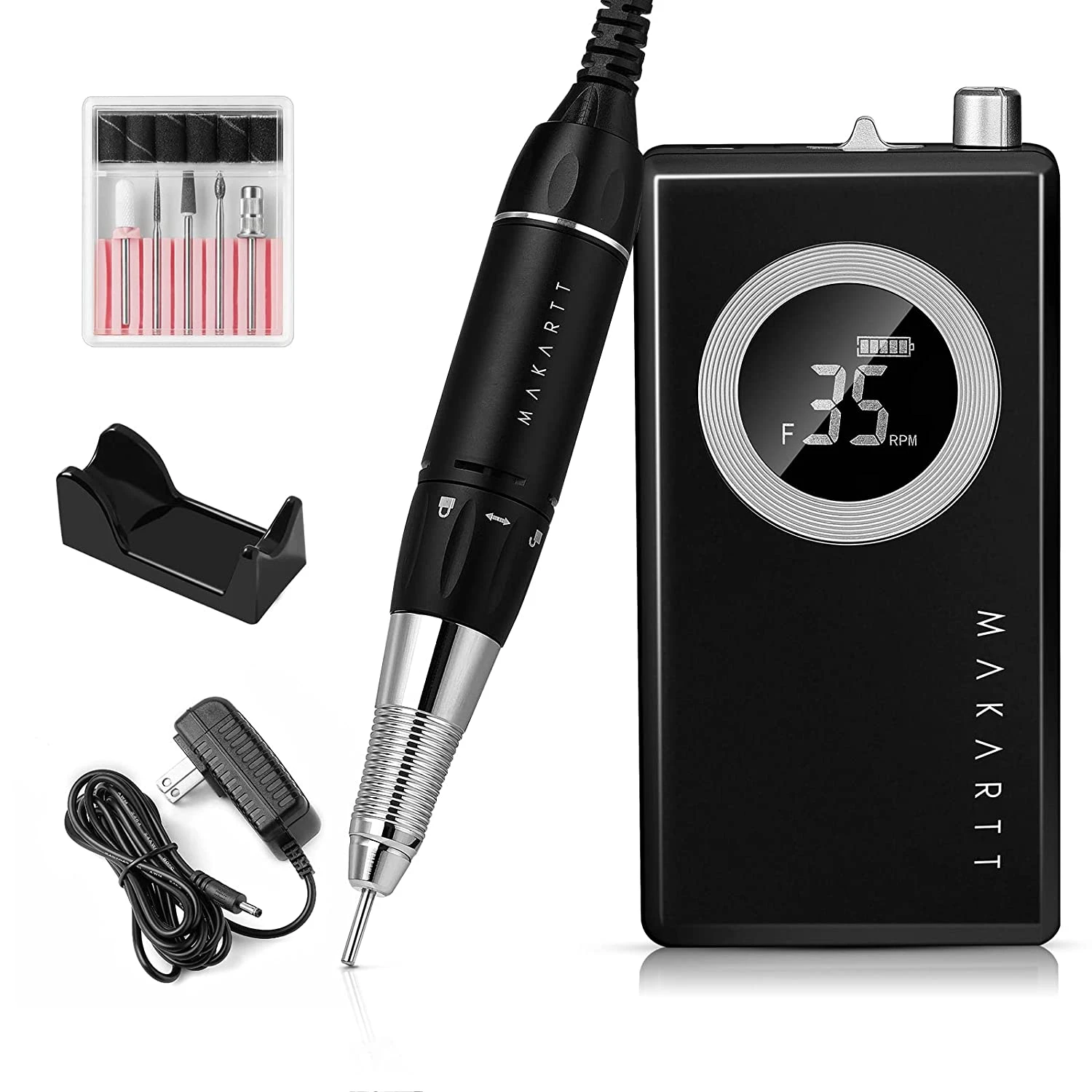 Makartt Rechargeable Nail Drill Machine, Black Stephanee 35000RMP ...
