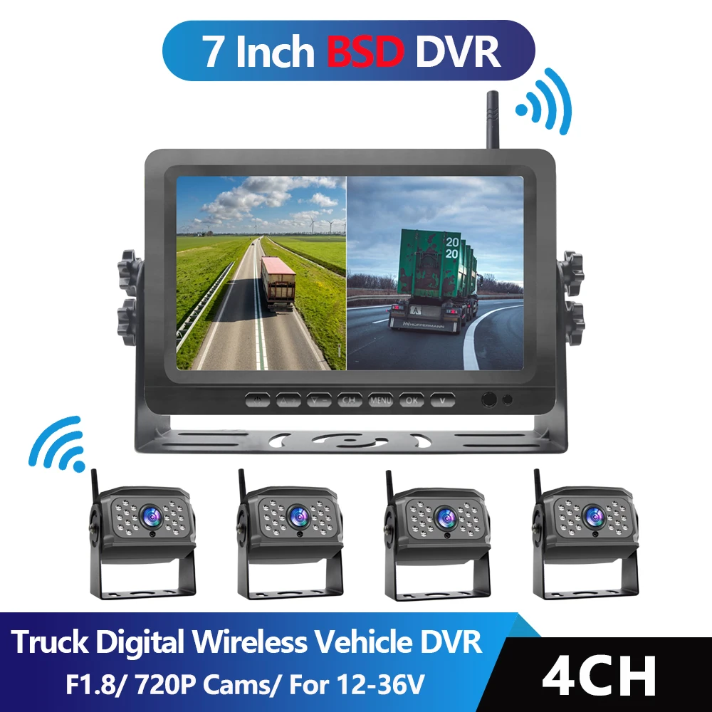 7-4CH-Car-RV-Truck-AHD-Monitor-System-Wireless-WIFI-DVR-Vehicle-CCTV ...