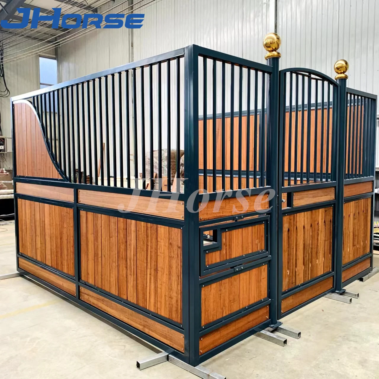 Luxury-Permanent-Metal-Steel-Frame-Bamboo-Board-Horse-Stable-Box-Horse ...