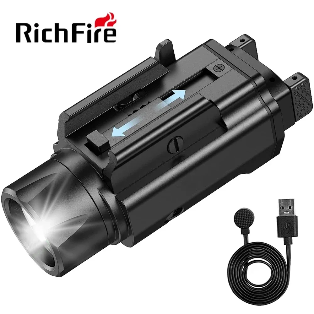 Richfire-Magnetic-Rechargeable-Pistol-Flashlight-LED-1600Lumen-Tactical ...