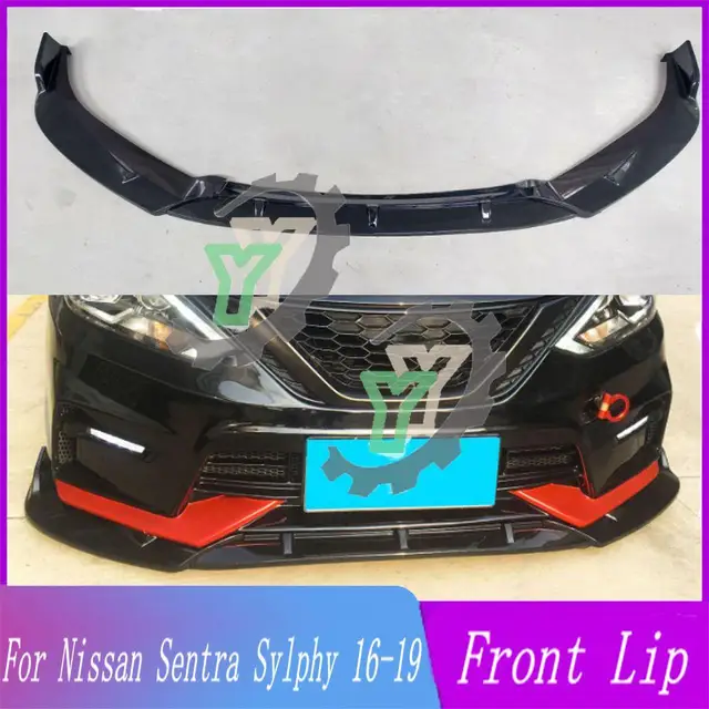 Painted Gloss Black Front Bumper Lip Body Kit 16-19 Nissan Sentra