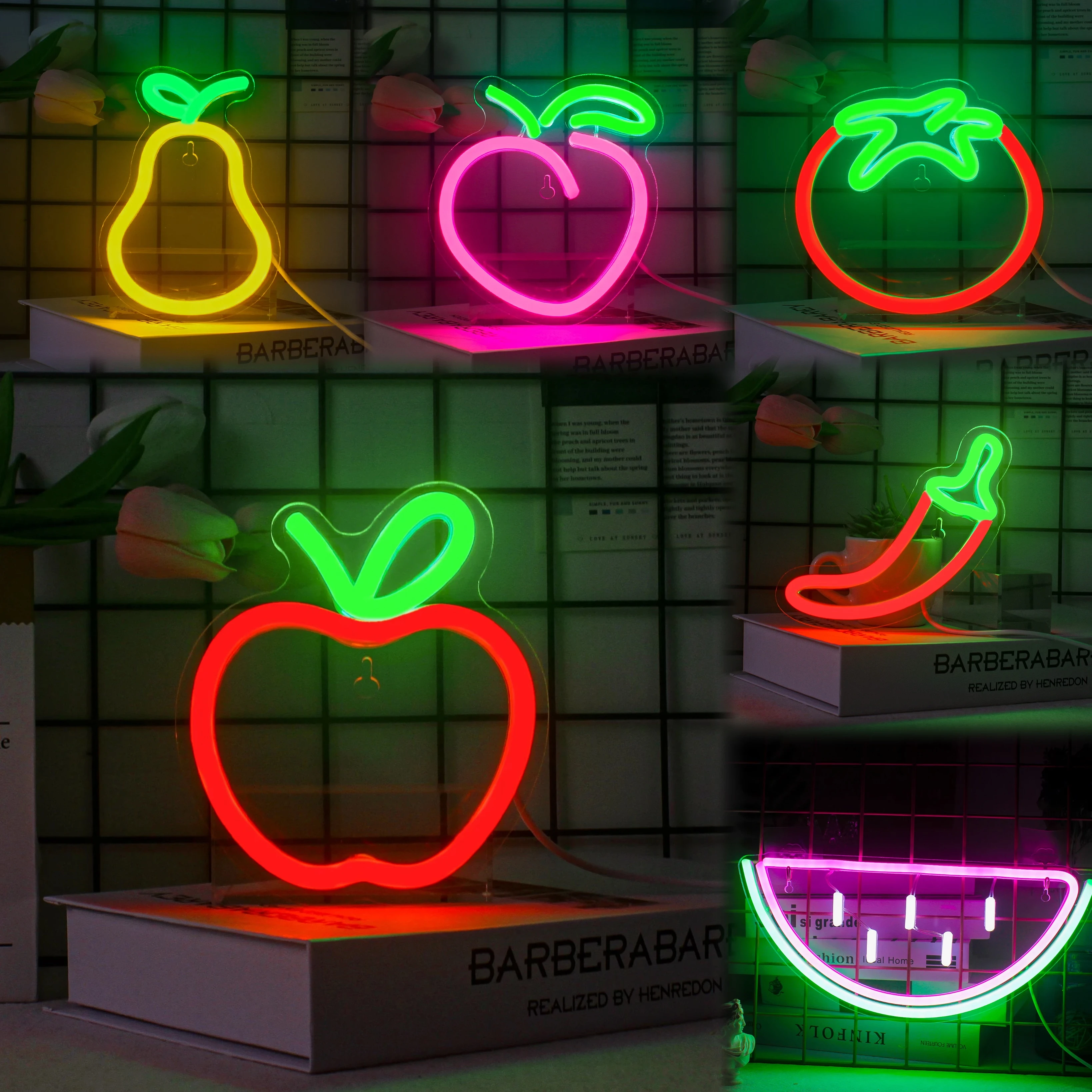 Mini-letreros-de-ne-n-de-frutas-lindas-luces-LED-para-decoraci-n-de ...