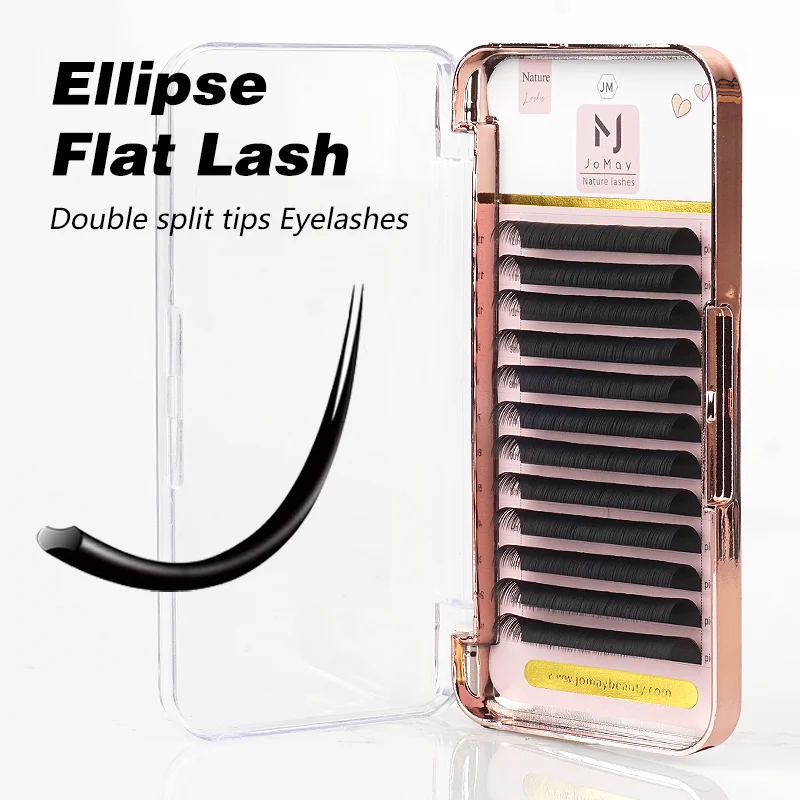 Flat Lashes Extension For Professionals Ellipse Flat Lash Split Tip Profession Soft Silk Flat ...