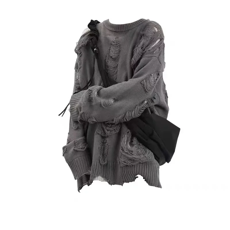 Goth-Punk-Black-Ripped-Torn-Sweater-Women-Vintage-Knitted-Female-Jumper ...