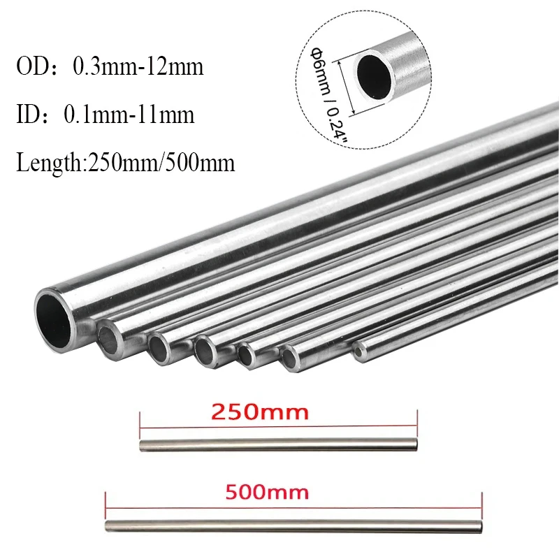 1pcs 304 Seamless Stainlessy Steel Capillary Tube OD 0.3 12mm ID 0.1 ...