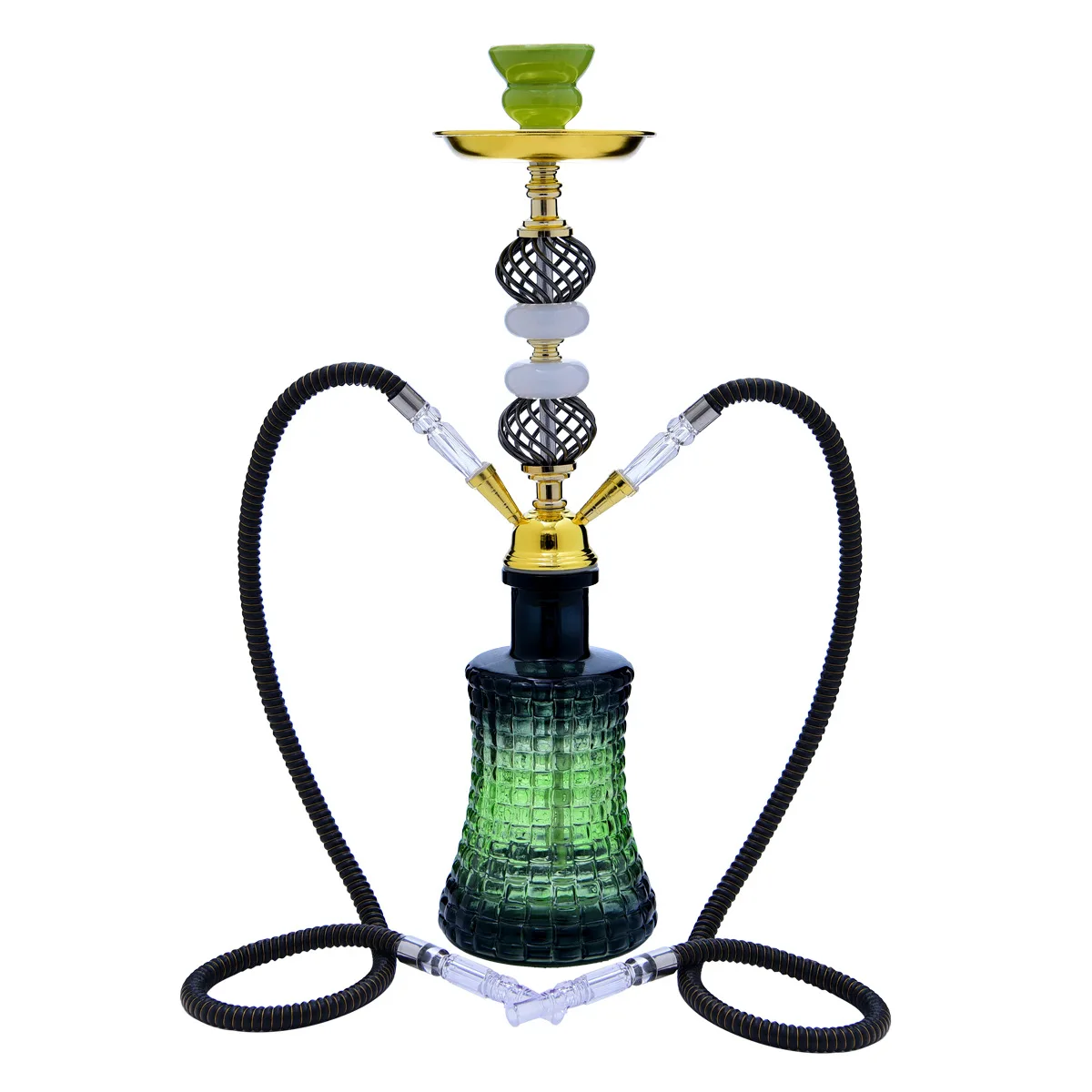 New 2 Hoses Glass Hookah Pipa Narguile Completo Shisha Pipe Chicha ...