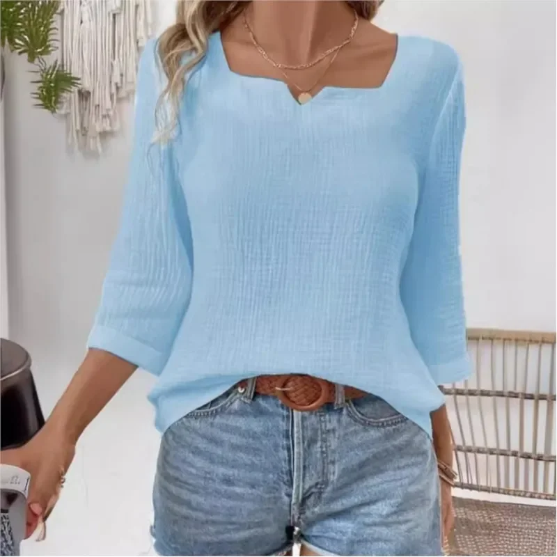 Women's Autumn Blouses New Simple Black White Long Sleeve V-neck Casual ...