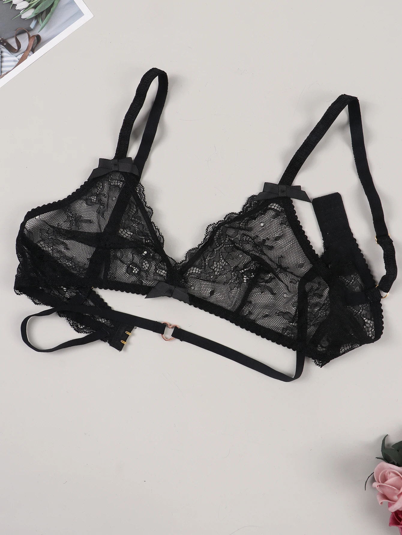 CYHWR-Women-s-No-Padded-Wireless-Sexy-Lace-Bow-Bra-With-Strap-Simple ...