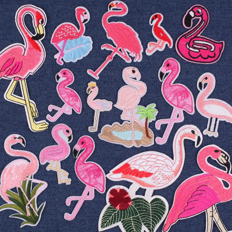 Iron-on-Pink-Flamingo-Embroidered-Patches-for-Clothing-Thermoadhesive ...