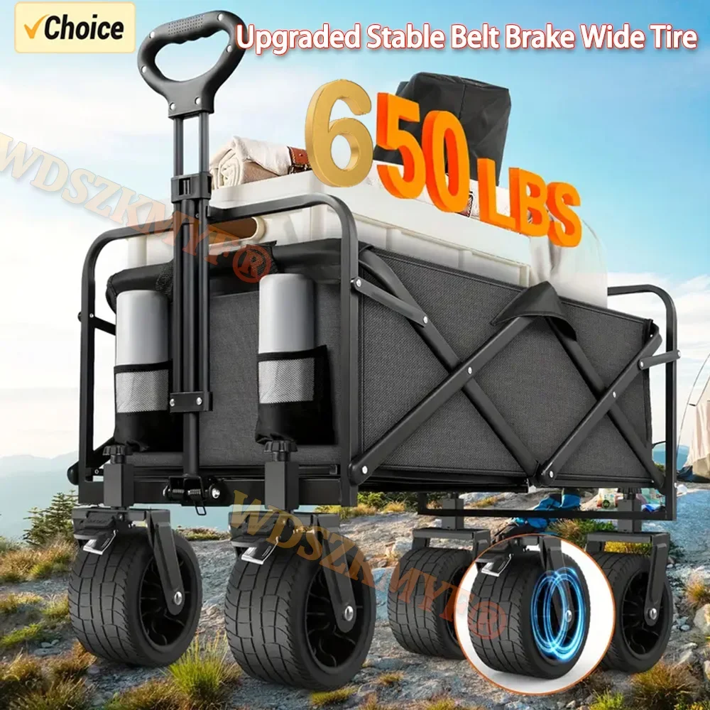 Collapsible Folding Utility Beach Cart Wagon Heavy Duty Large Capacity ...
