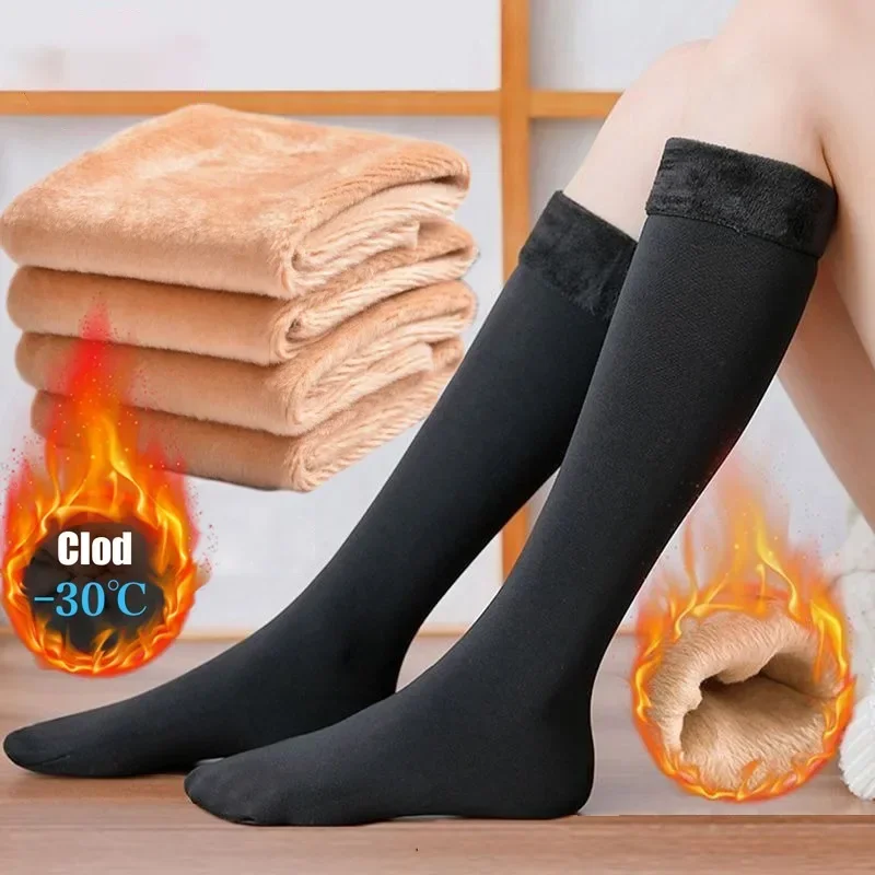 Winter-Soft-Plush-Velvet-Warm-Long-Socks-Fashion-Solid-Over-Knee-Socks ...