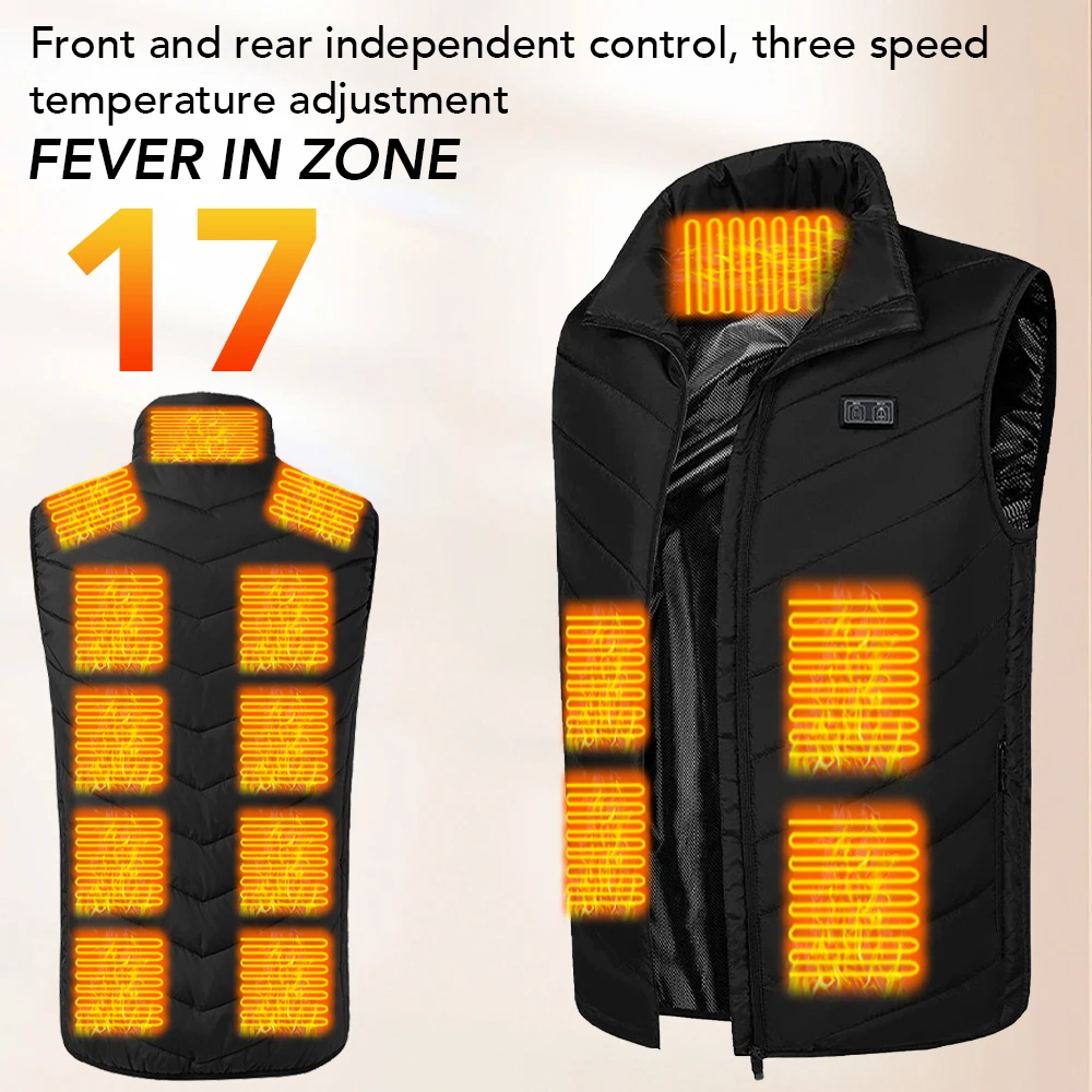 17 Areas USB Heated Jacket for Men Women Two Control Intelligent ...