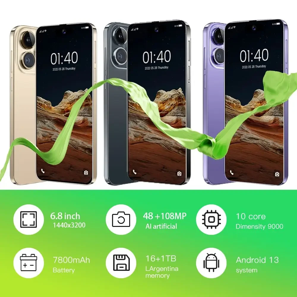 XS15 Pro Smartphone Tela Cheia, 16GB + 1TB, 6,8 \ - Ofertão Mais
