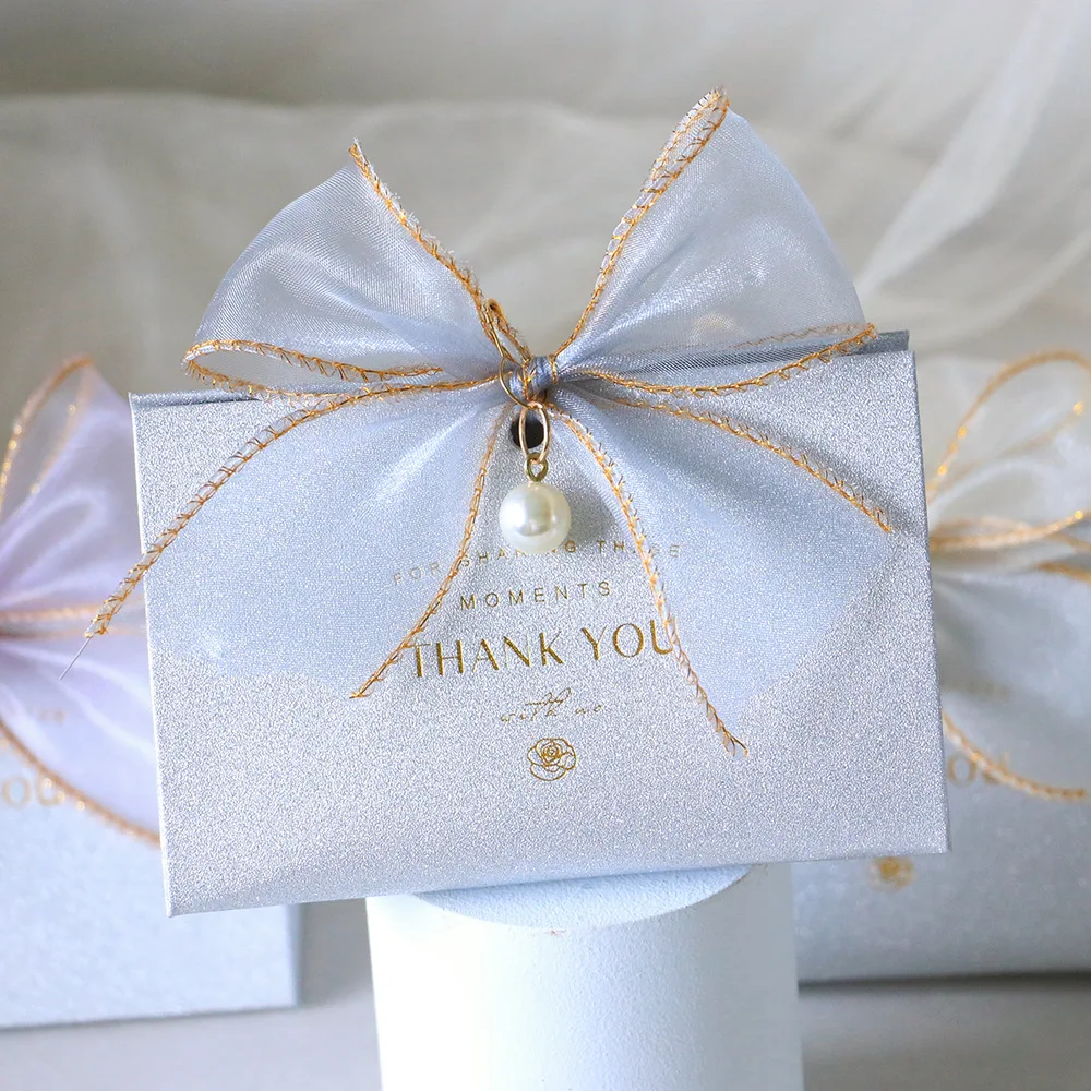 Ribbon Bowknot Candy Box Paper Bag Wedding Candy Packaging Box Wedding ...