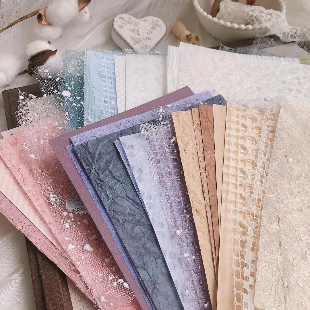 10Pcs A5 Vintage Style Gauze Special Paper Mixed Material Scrapbook ...