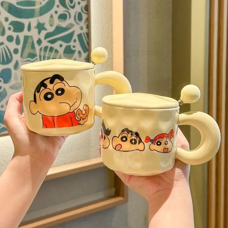 Kawaii-Crayon-Shin-Chan-Mug-Spoon-with-Lid-Cute-Cartoon-Couple-Ceramic ...