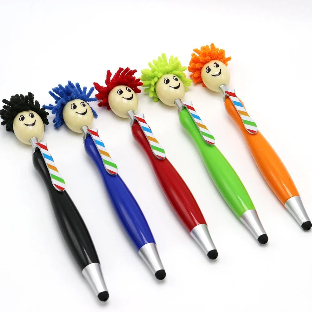 Cartoon-Plush-Doll-Ballpoint-Pen-Face-Writing-Tool-Touch-Screen-Pens ...
