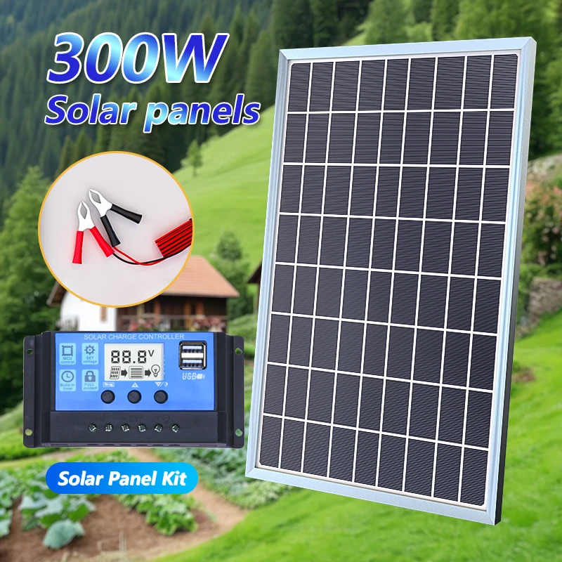 300W-Solar-Panel-Kit-12V-Complete-Capacity-Polycrystalline-USB-Power ...
