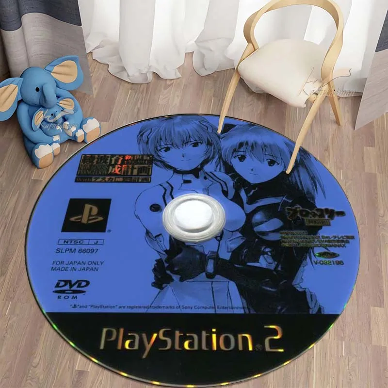 Round-Game-CD-Rug-for-Living-Room-Circle-Carpet-Bath-Mat-Black-Home ...