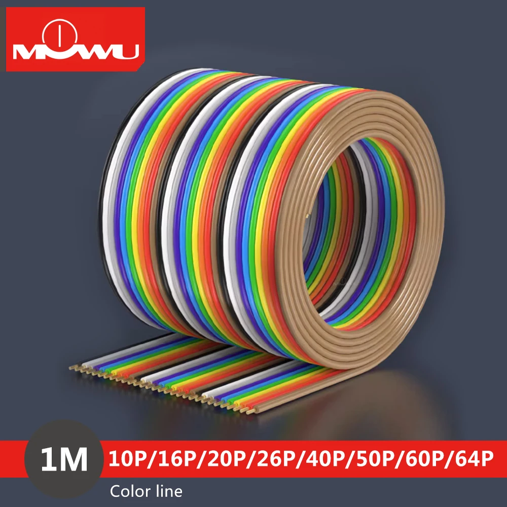 MOWU-1Meter-10P-16P-20P-26P-40P-50P-60P-64P-PITCH-Color-Flat-Ribbon ...
