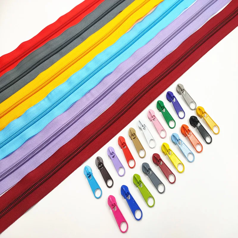 1/2/3/5/8/10 Meters 5# Long Nylon Zippers Rolls with 2/4/6/10/16 /20 ...