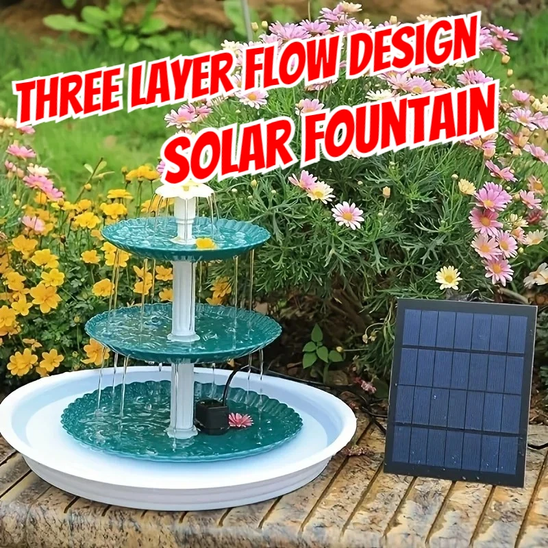 3.5W Outdoor Solar Fountain Small Ripple Three Layer Flowing Water ...