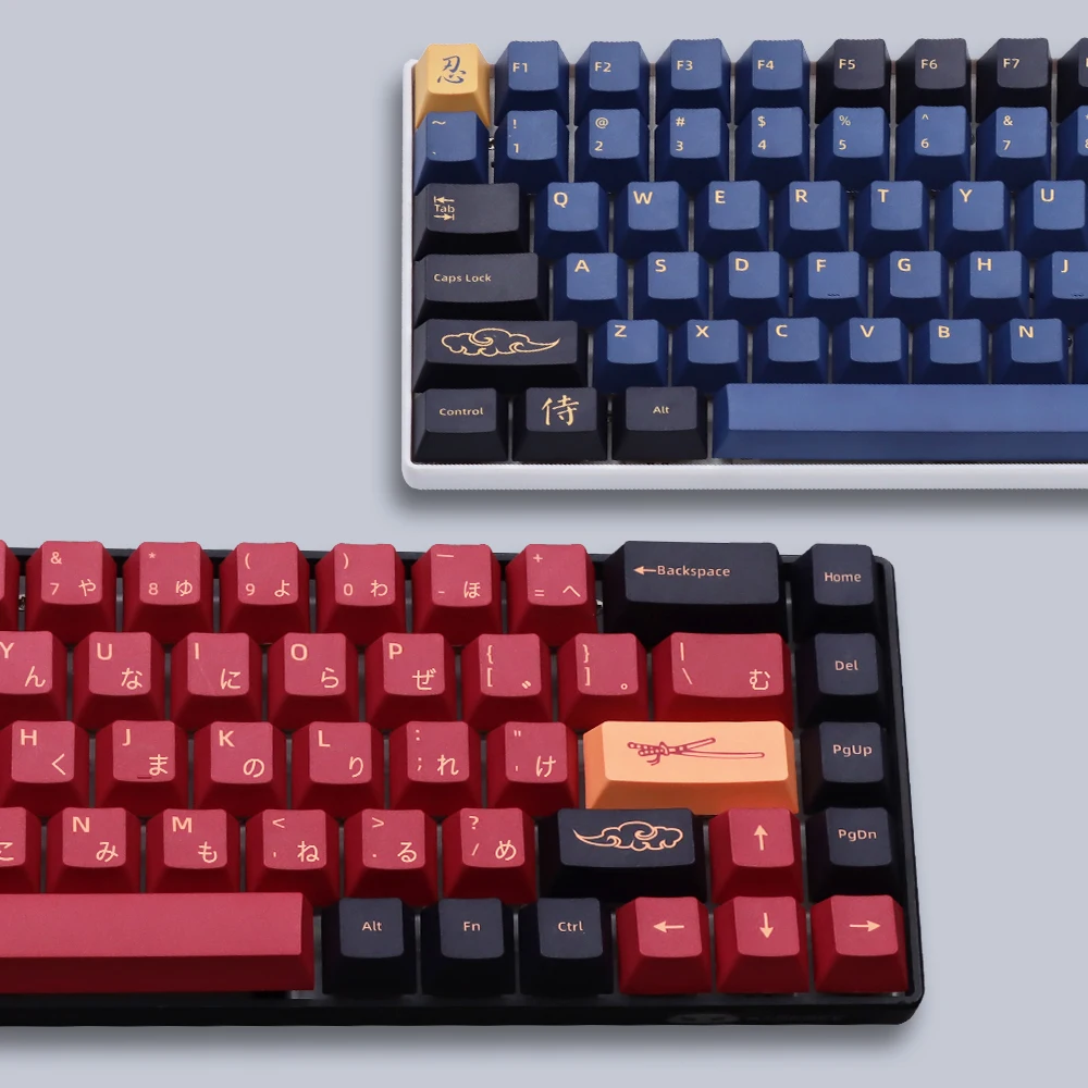 Blue-Red-Samurai-PBT-Keycaps-Korean-German-Spanish-French-Japanese ...