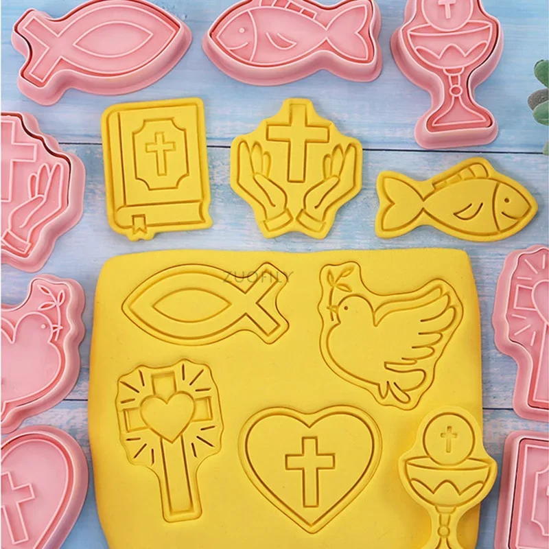 8pcs-First-Communion-Baby-Baptism-Cookie-Stamp-Christian-Cross-Fish ...
