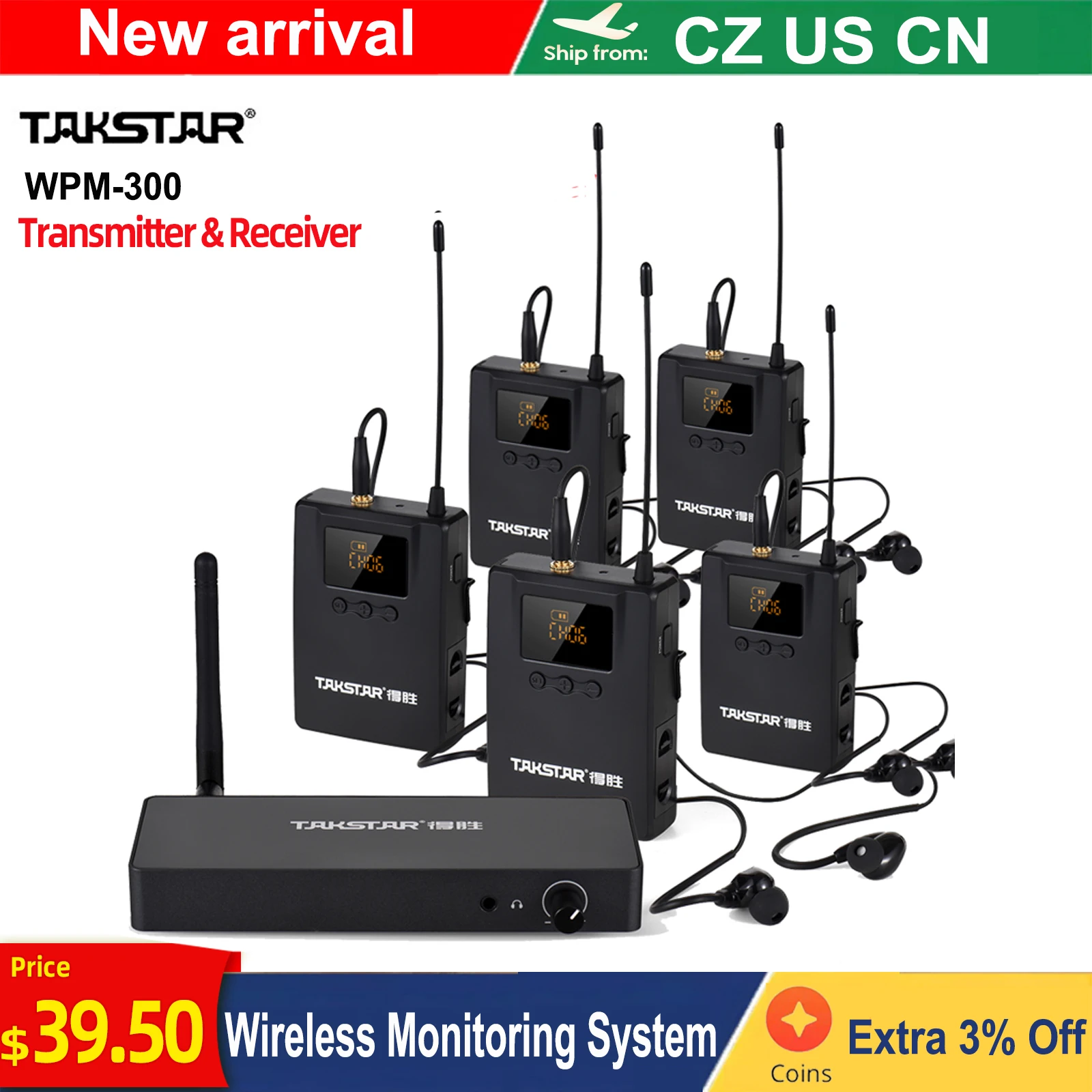 TAKSTAR-WPM-300-Wireless-Monitoring-System-with-In-ear-Earphone-UHF ...