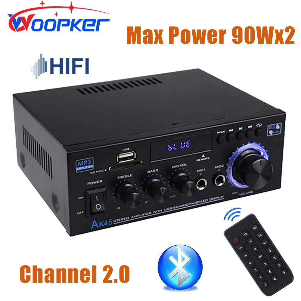Woopker AK45 HiFi Digital Amplifier Max Power 90Wx2 Channel 2.0 ...