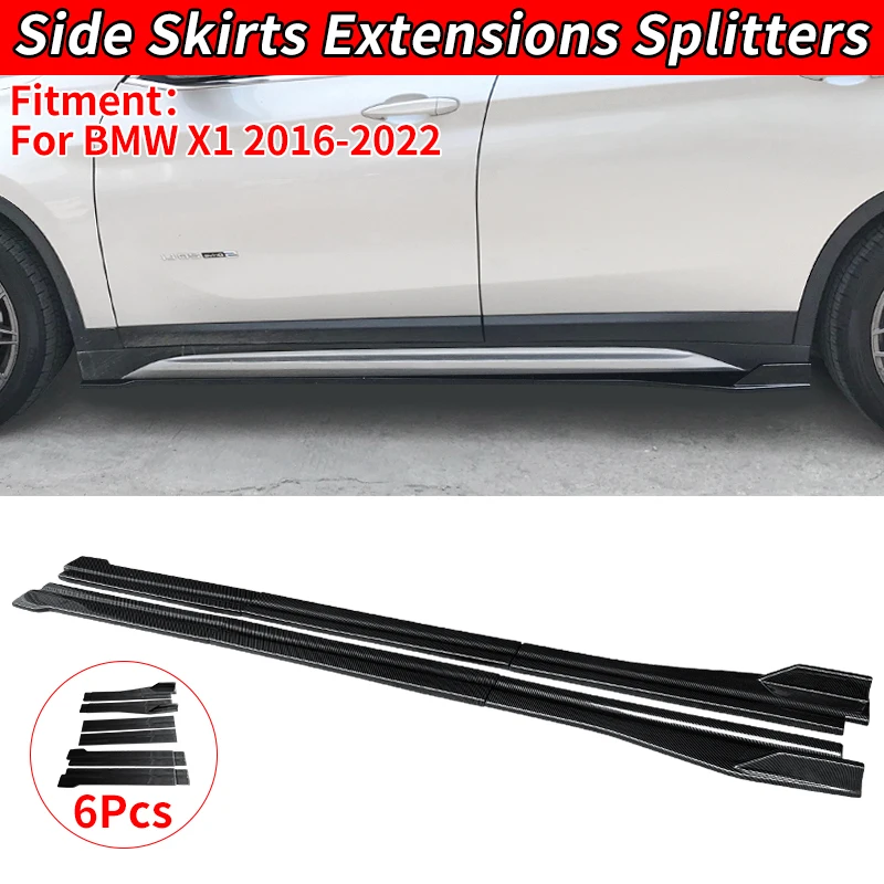 For-BMW-X1-F48-2016-2022-Car-Carbon-Fiber-Look-Side-Skirt-Splitter ...