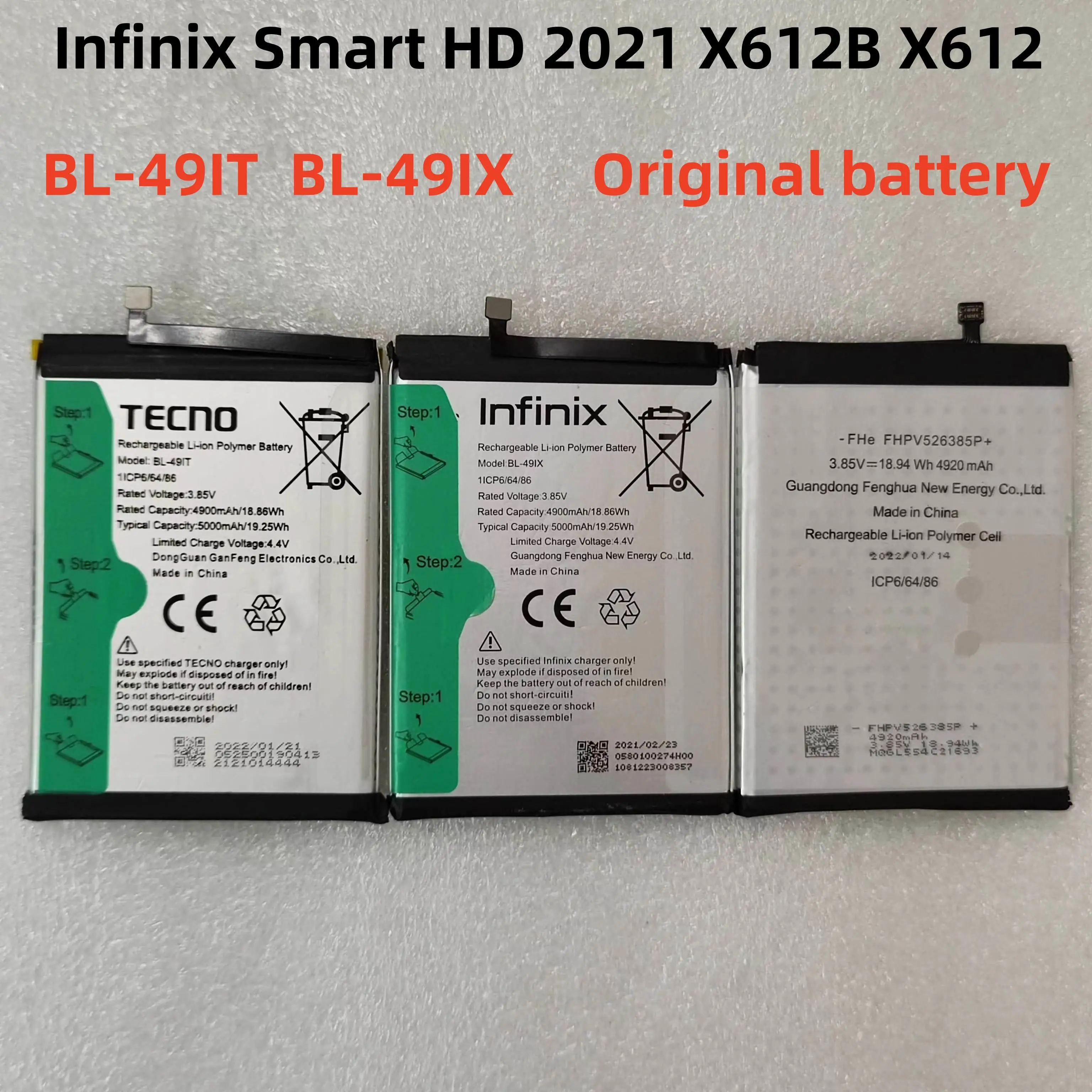 Original-Battery-For-TECNO-BL-49IT-For-Infinix-Smart-HD-2021-X612B-X612 ...