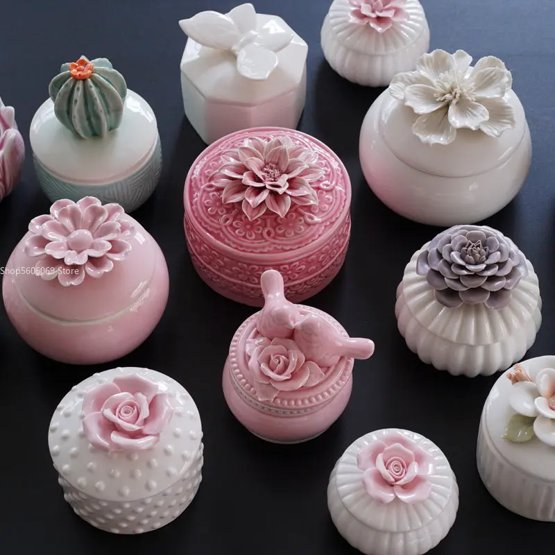 European-Style-Handmade-Pinched-Flower-Shaped-Ceramic-Jewelry-Box ...