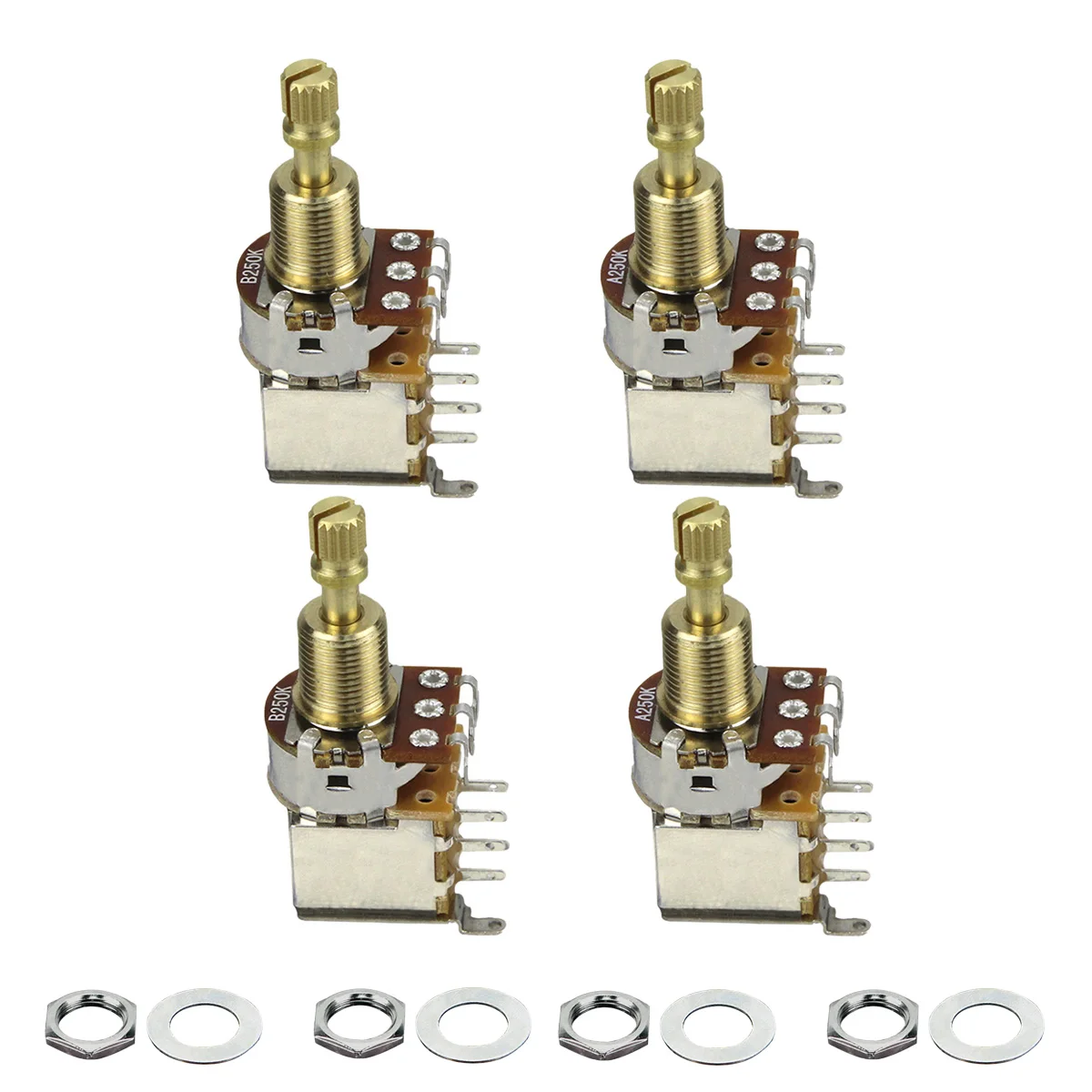 FLEOR 4PCS Long Shaft Push Push Potentiometers Guitar Pots 250K /500K ...