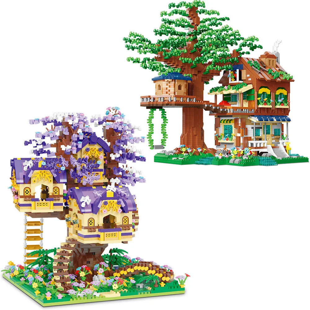 New morning tree house, elf tree house building model DIY micro ...