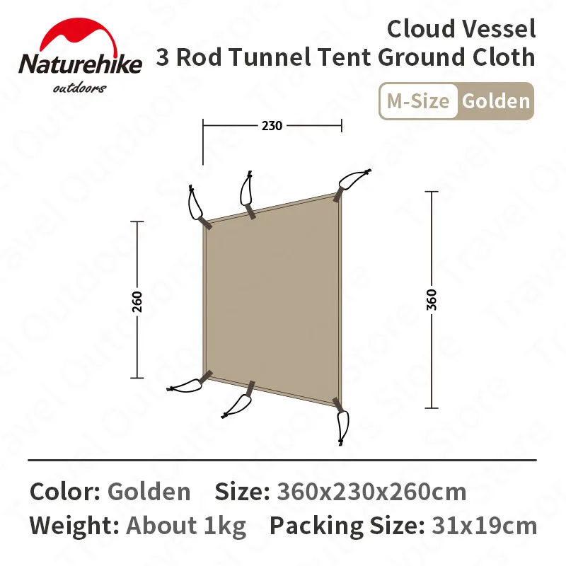 Naturehike-NH20ZP015-L-M-Size-3-4-Pole-Tunnel-Tent-Mat-Camping-Tent ...